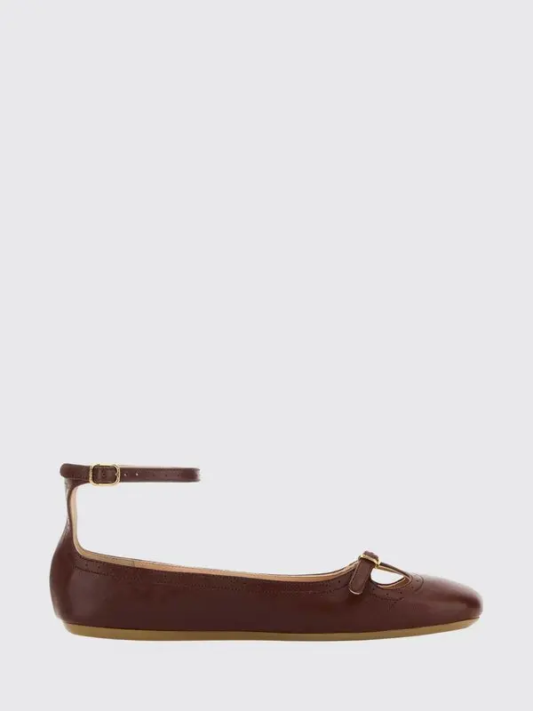Chloé Ballet Flats With Ankle Strap - Brown