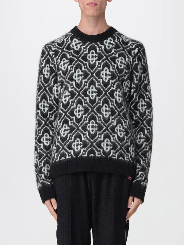 Casablanca Jacquard Knit Crewneck Sweater - Grey