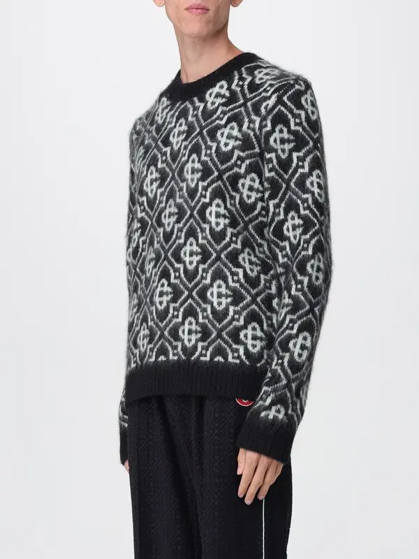 Casablanca Jacquard Knit Crewneck Sweater - Grey