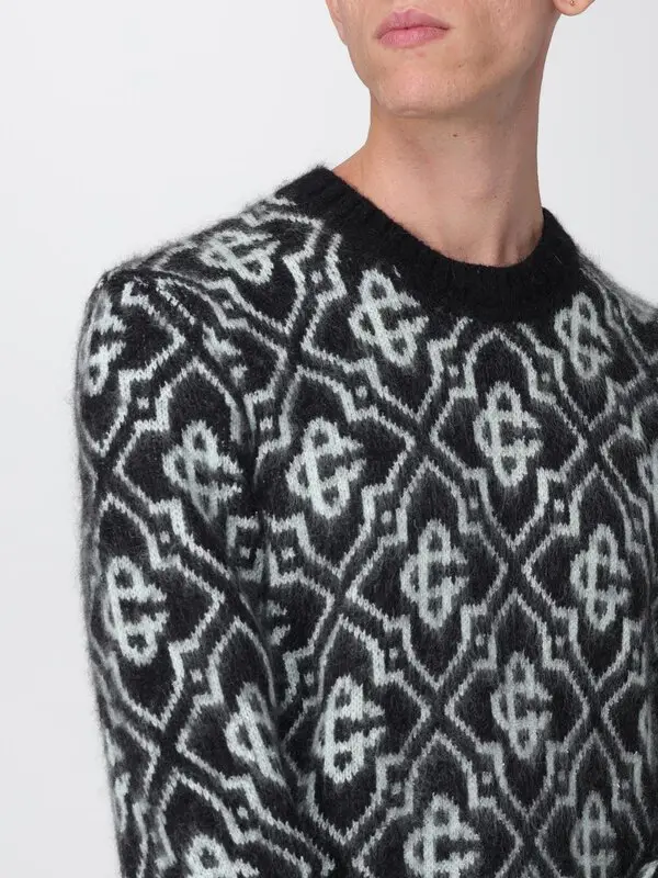 Casablanca Jacquard Knit Crewneck Sweater - Grey