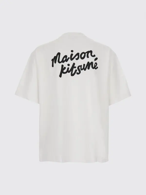 Maison Kitsuné Crewneck Cotton T-shirt With Logo And Dropped Shoulders