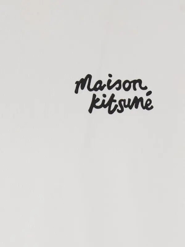 Maison Kitsuné Crewneck Cotton T-shirt With Logo And Dropped Shoulders