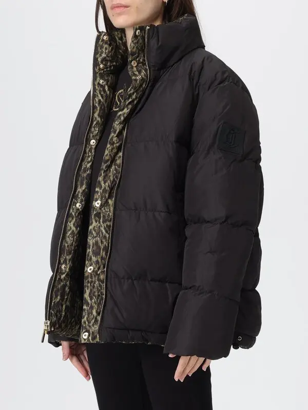 Just Cavalli Puffer Jacket With Animal Print - Green