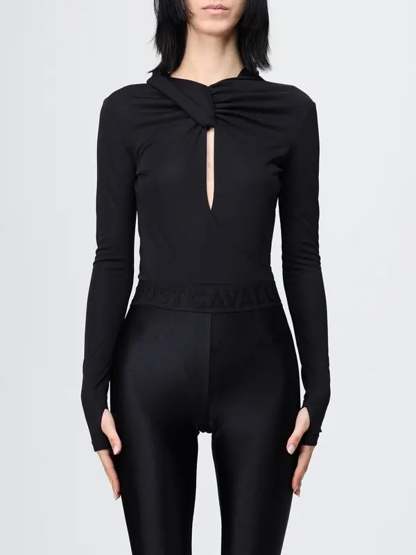 Just Cavalli Long Sleeve Draped Bodysuit