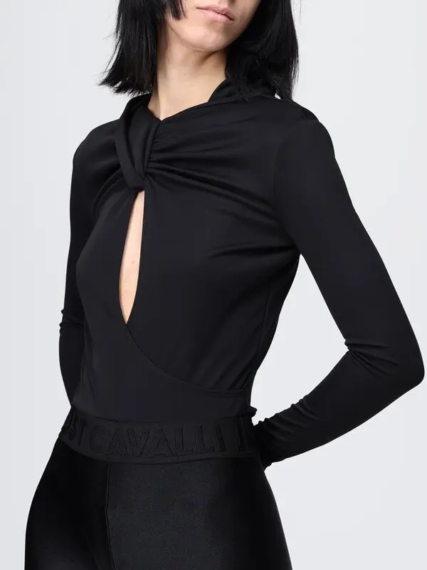 Just Cavalli Long Sleeve Draped Bodysuit