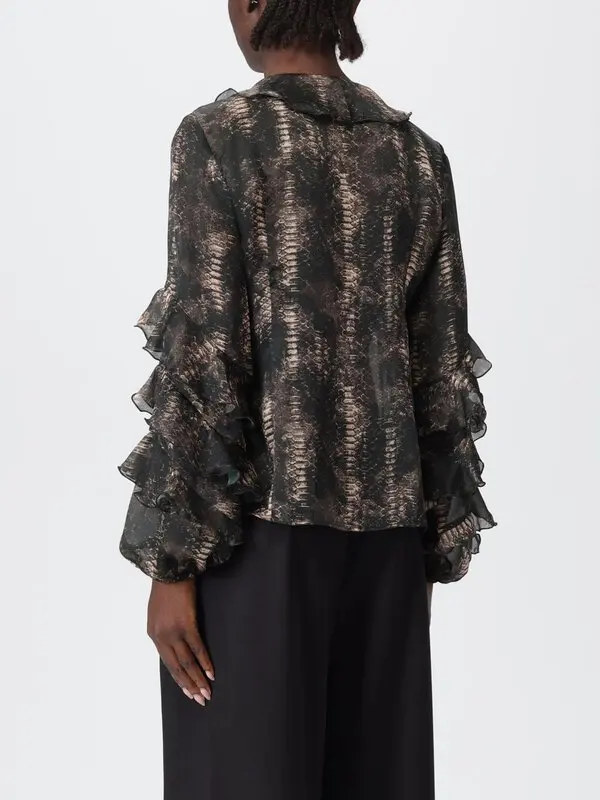 Just Cavalli Long Sleeve Printed Ruffled Blouse
