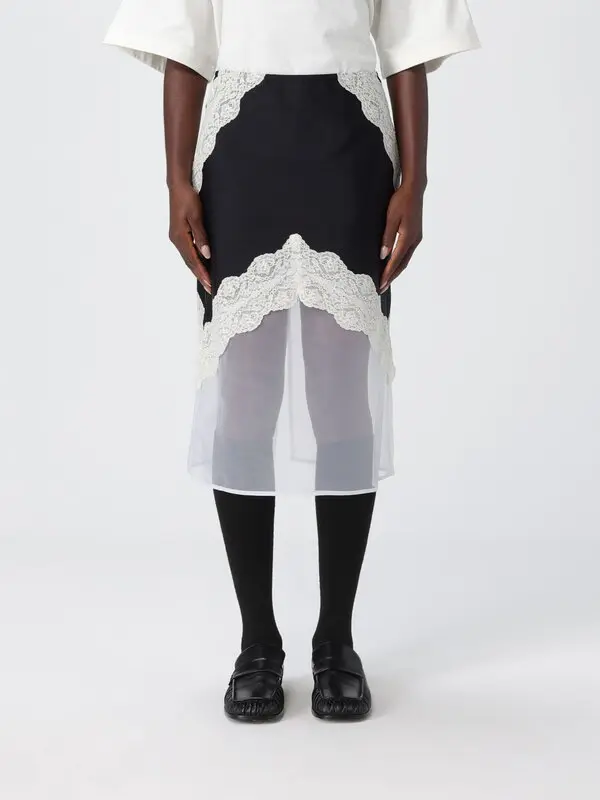 JIL SANDER Lace Detail Skirt - Black