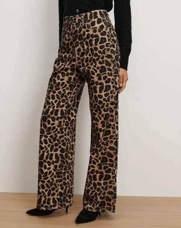 Veronica Beard Taylor Leopard Wide-leg Jean