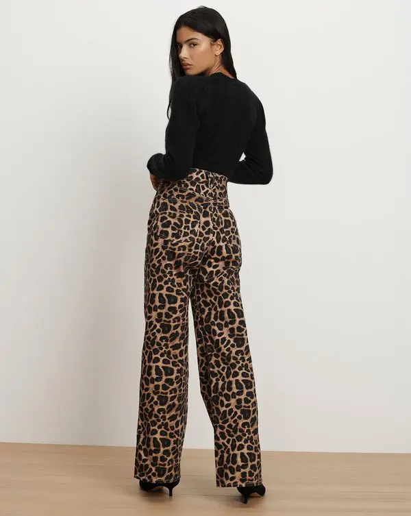 Veronica Beard Taylor Leopard Wide-leg Jean