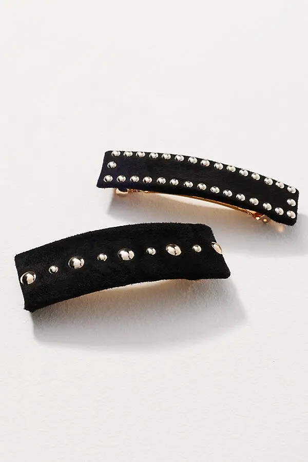 VIOLET & BROOKS Laurel Suede Barrettes Set Of 2 - Black