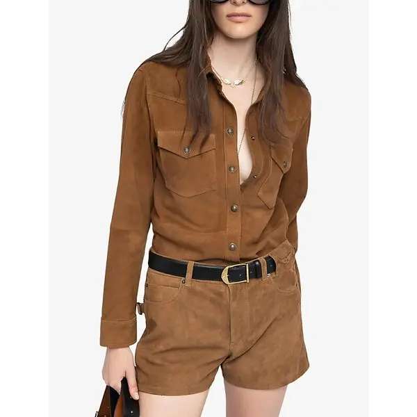 Zadig&Voltaire Thelma Patch-pocket Suede Shirt