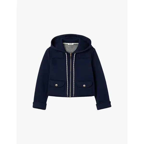 Sandro Hooded Woven Jacket - Navy Blue