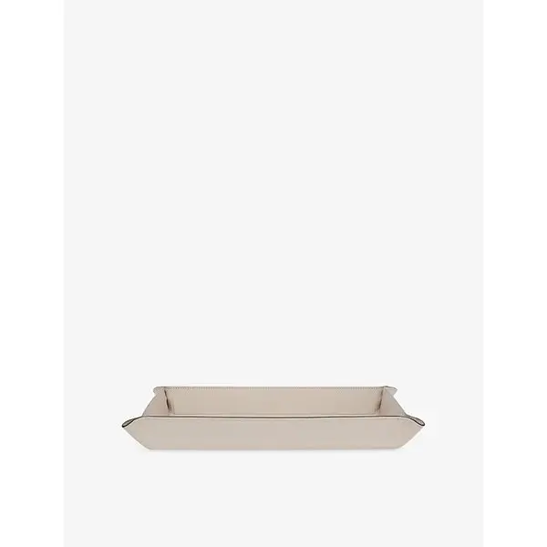 Smythson Panama Large Rectangular Trinket Tray - Sandstone