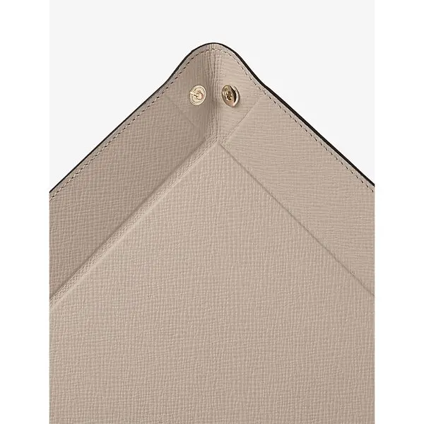 Smythson Panama Large Rectangular Trinket Tray - Sandstone