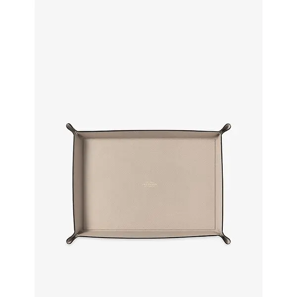 Smythson Panama Large Rectangular Trinket Tray - Sandstone