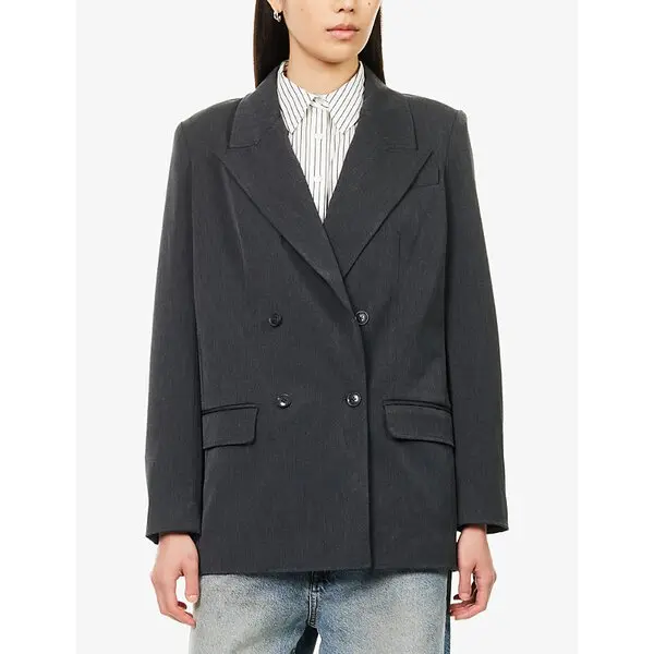 Good American Oversized Double-breasted Stretch-woven Blazer