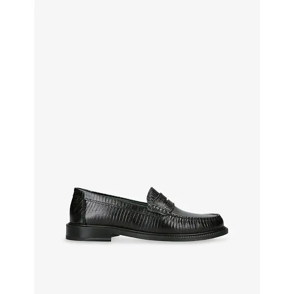 VINNY'S Yardee Moccasin Leather Loafers - Black