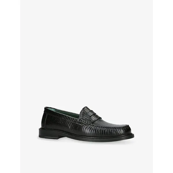 VINNY'S Yardee Moccasin Leather Loafers - Black