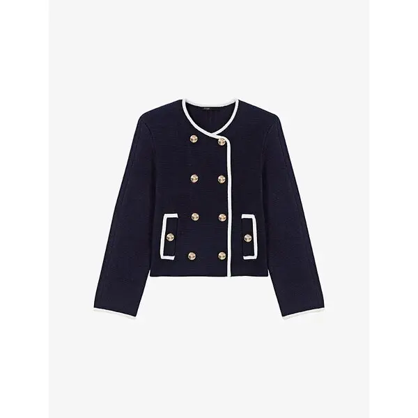 Maje Wool-blend Jacket With Contrast Trim