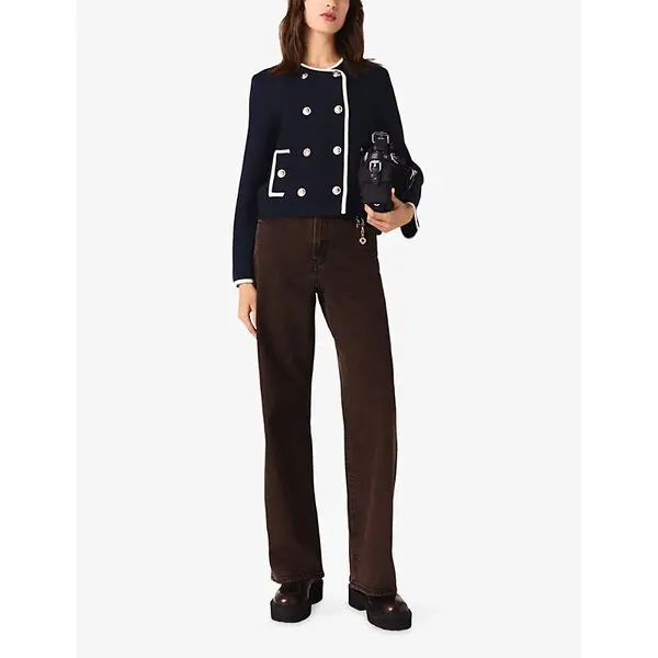 Maje Wool-blend Jacket With Contrast Trim