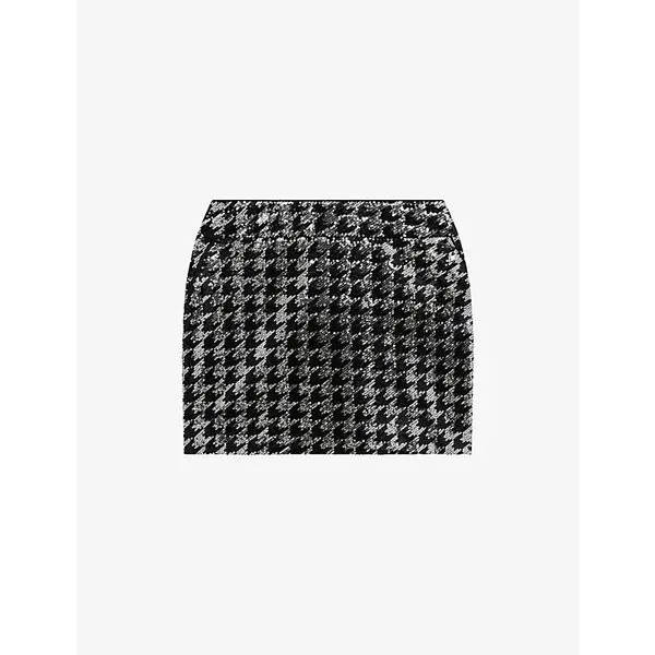 The Kooples Sequin-embellished Houndstooth Mini Skirt