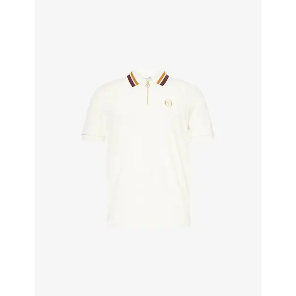 SERGIO TACCHINI Mahony Striped-collar Velvet Polo Shirt - Gardenia Gold