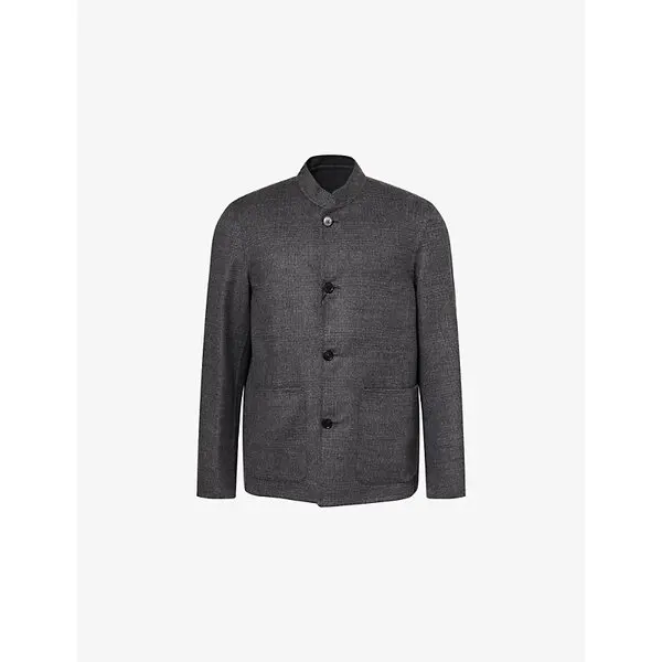 Dunhill Stand-collar Reversible Wool Jacket