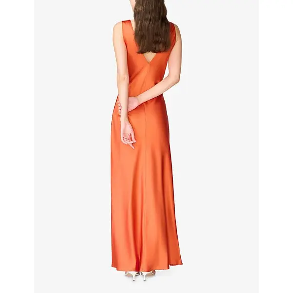 OMNES Casey V-neck Satin Maxi Dress