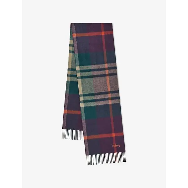Mulberry Small Check Merino Wool Scarf - Junigreen/deep Auber