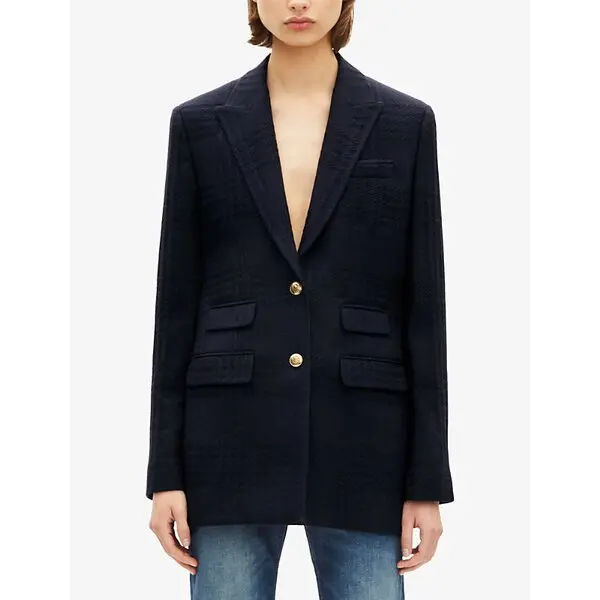 The Kooples Checked Single-breasted Wool Jacket