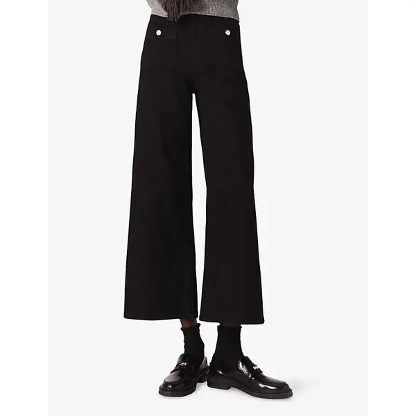 Maje Straight-leg High-rise Stretch-denim Jeans - Black