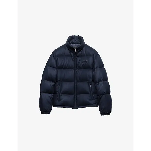 Prada Logo-embellished Padded Down-filled Cashmere Jacket
