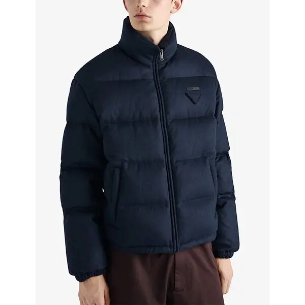 Prada Logo-embellished Padded Down-filled Cashmere Jacket