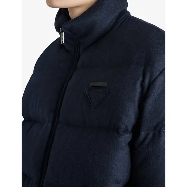 Prada Logo-embellished Padded Down-filled Cashmere Jacket