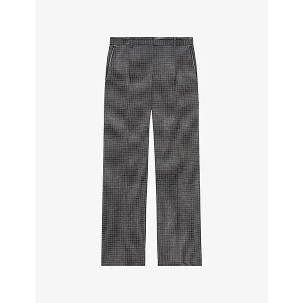 The Kooples Checked Straight-leg Wool Trousers