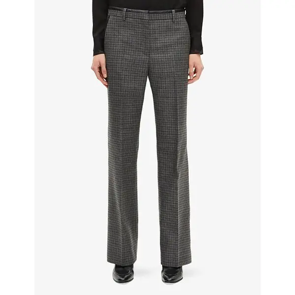 The Kooples Checked Straight-leg Wool Trousers