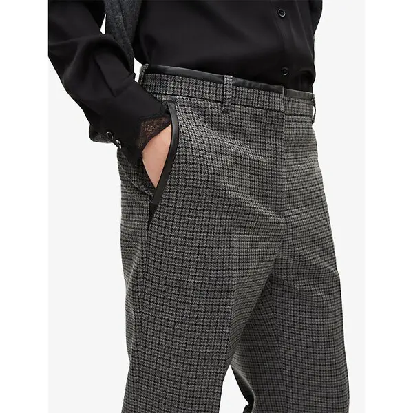 The Kooples Checked Straight-leg Wool Trousers