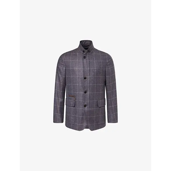 Dunhill Windowpane Checked Wool-cashmere Blend Jacket