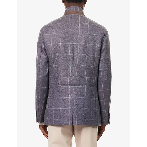 Dunhill Windowpane Checked Wool-cashmere Blend Jacket