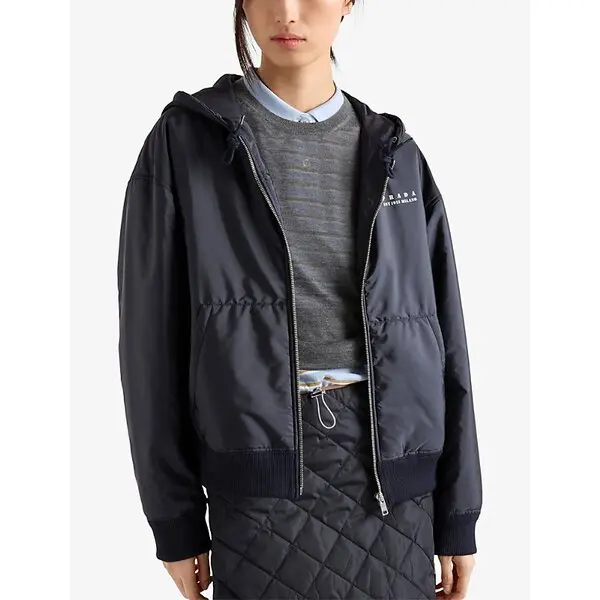 Prada Re-nylon Lightweight Hooded Woven Blouson Jacket