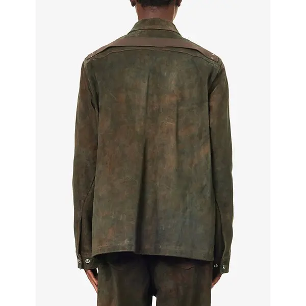 Rick Owens Brad Long-sleeve Suede Leather Jacket