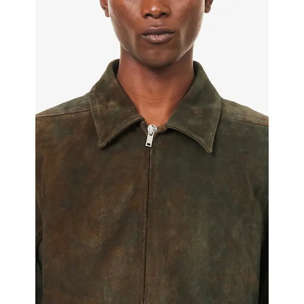 Rick Owens Brad Long-sleeve Suede Leather Jacket