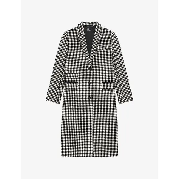 The Kooples Houndstooth Peak-lapel Wool-blend Coat