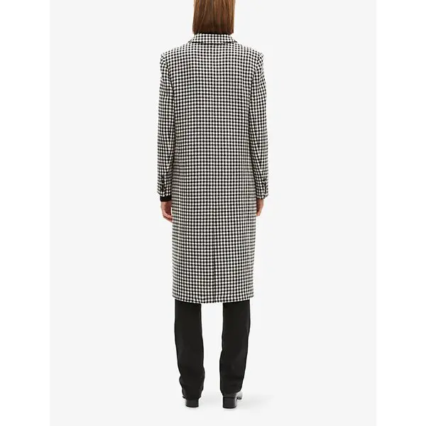 The Kooples Houndstooth Peak-lapel Wool-blend Coat