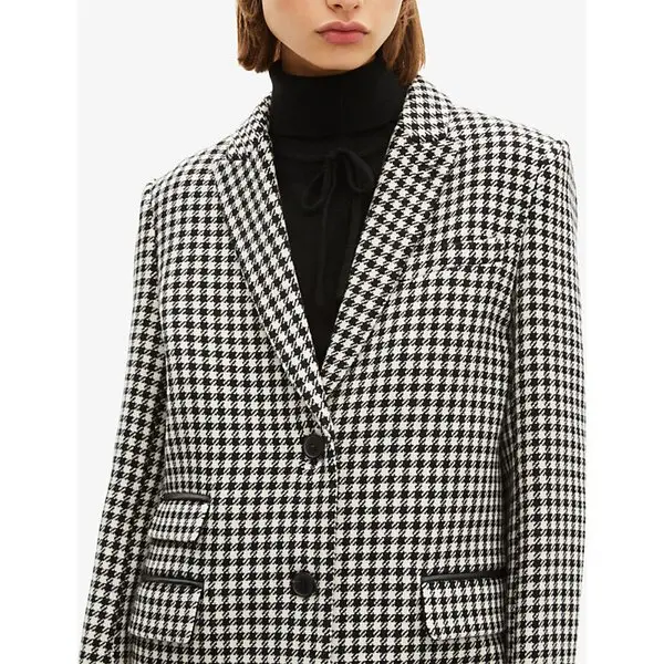 The Kooples Houndstooth Peak-lapel Wool-blend Coat