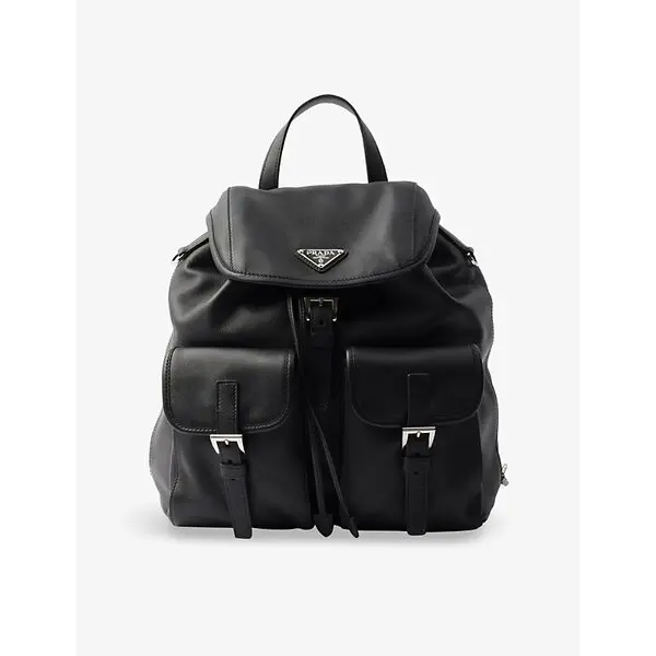 Prada Logo-embellished Leather Backpack