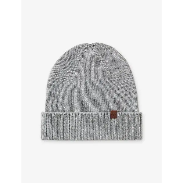 Mulberry Cashmere Knitted Beanie - Grey Melange