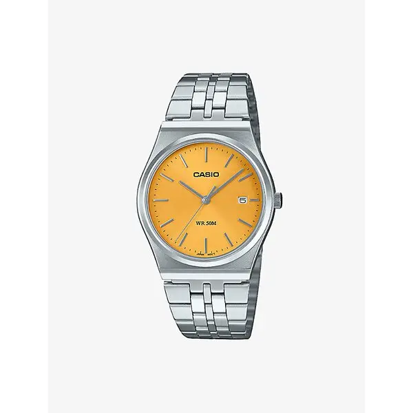 Casio Stainless Steel Analog Watch - Silver / Yellow