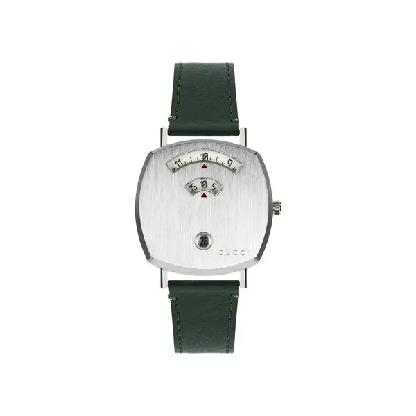 Gucci Grip Leather Stainless Steel Watch - Silver
