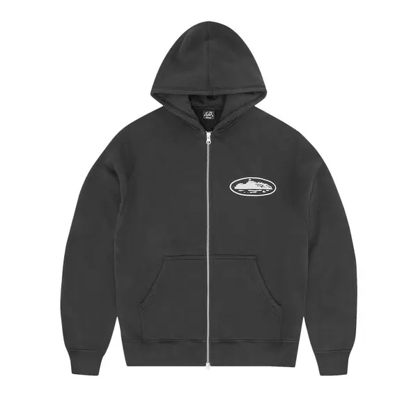 CORTEIZ Island Puff Print Zip Hoodie - Black